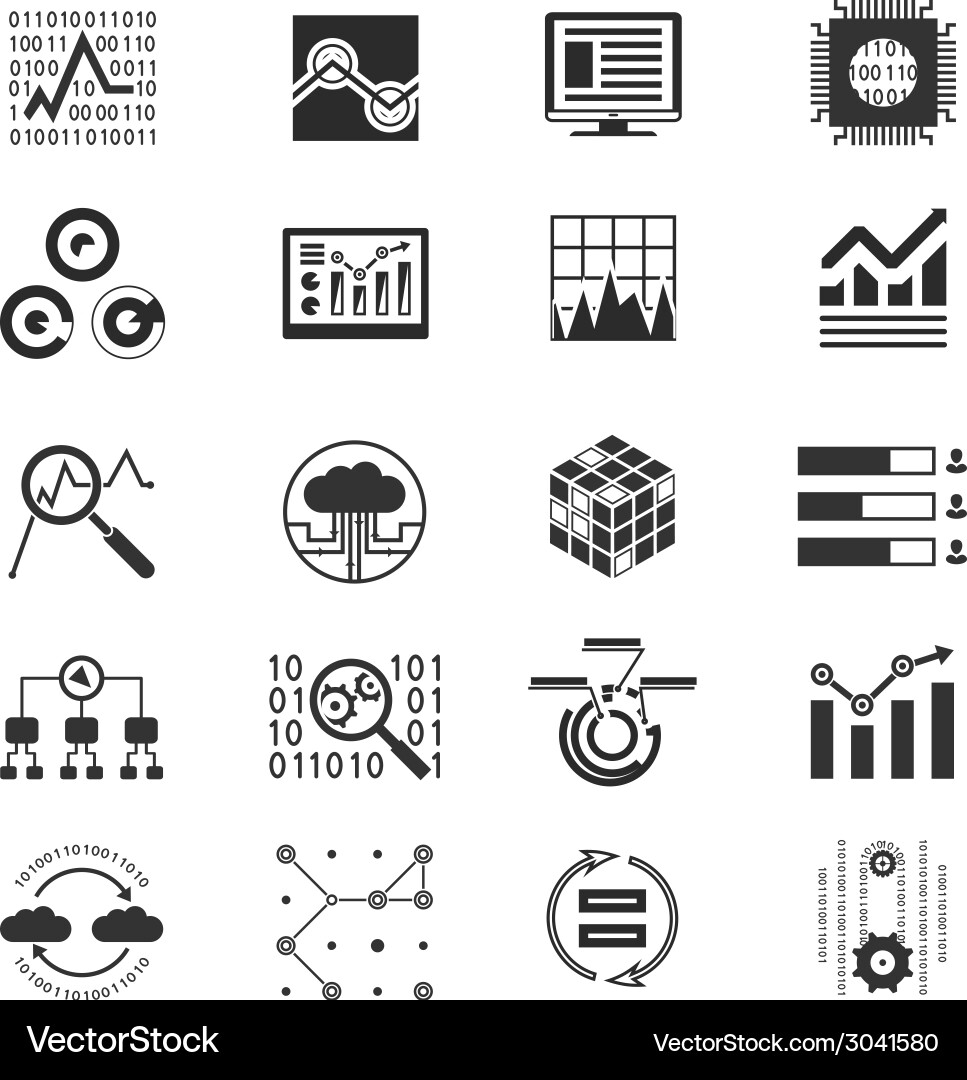 Data Analytics Silhouette Icons Royalty Free Vector Image