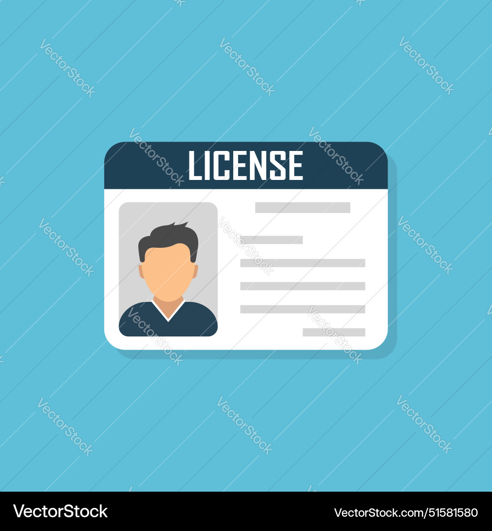 Driver license icon in flat style id card Vector Image
