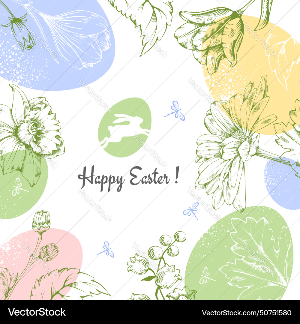 Easter square banner template Royalty Free Vector Image