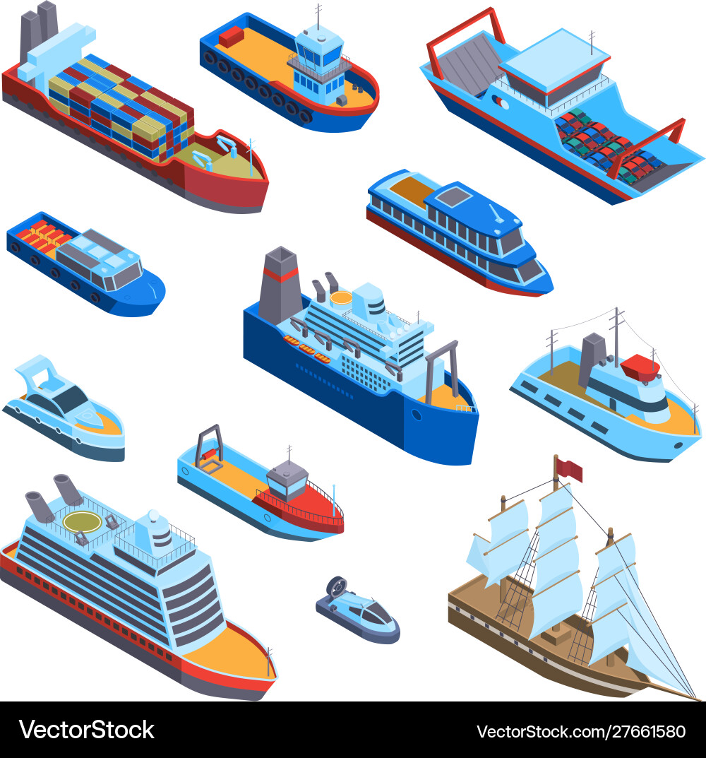 Isometric Maritime Vessels Royalty Free Vector Image