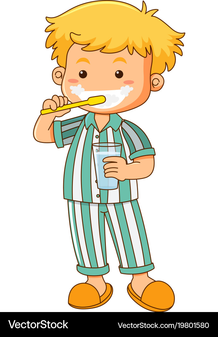 Little boy brushing teeth Royalty Free Vector Image