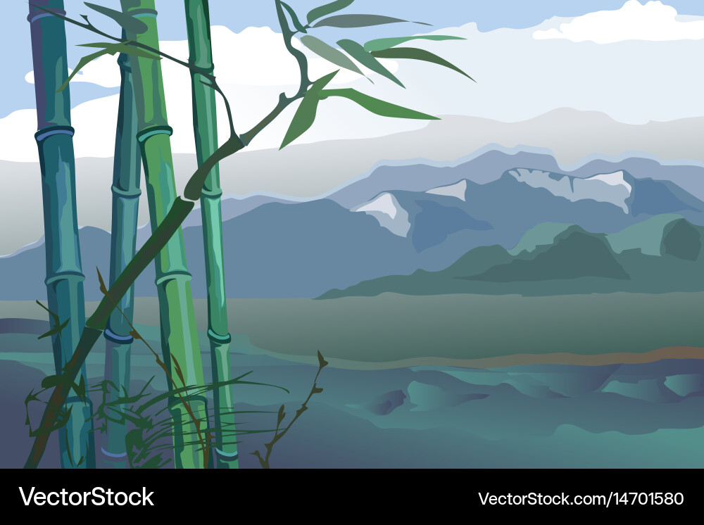 Mountain Bamboo Vista Royalty Free Vector Image