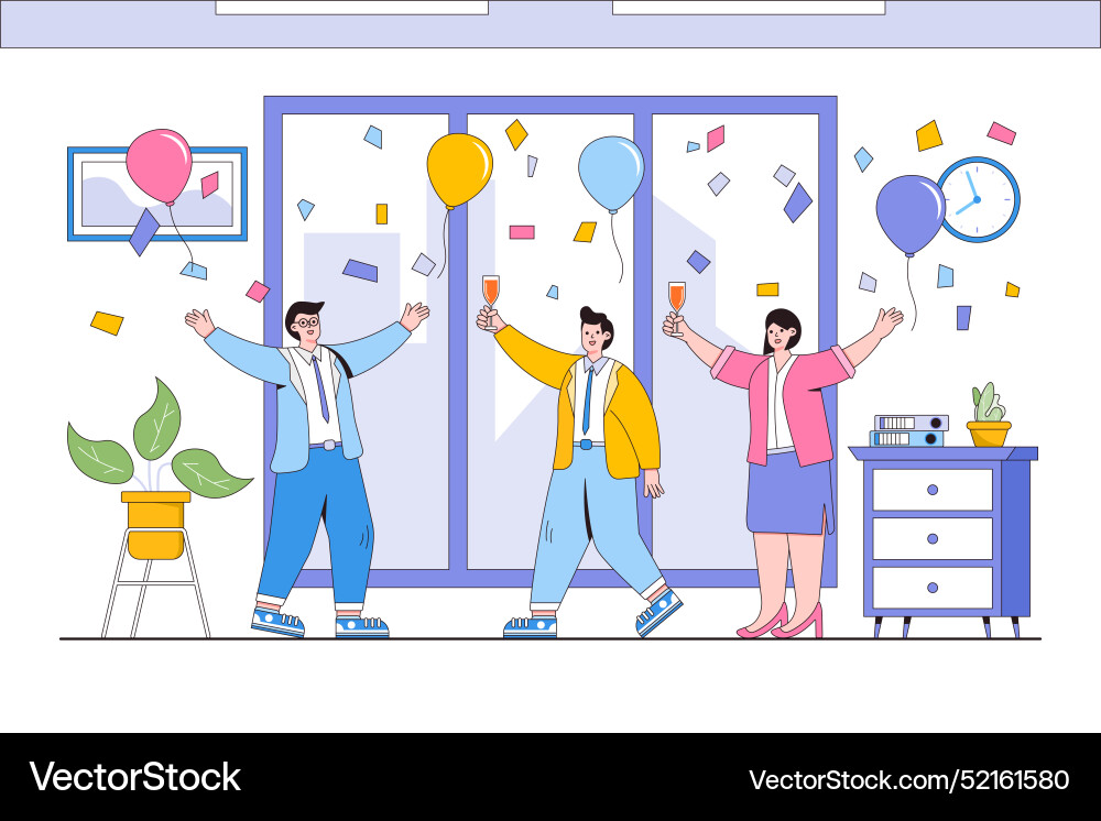 Office party concept employees celebrating Vector Image