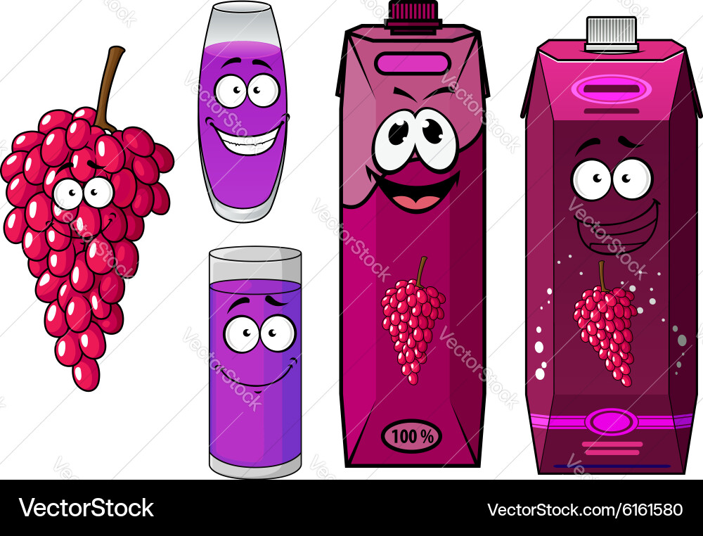 Red Grape Juice Cartoon Characters Royalty Free Vector Image