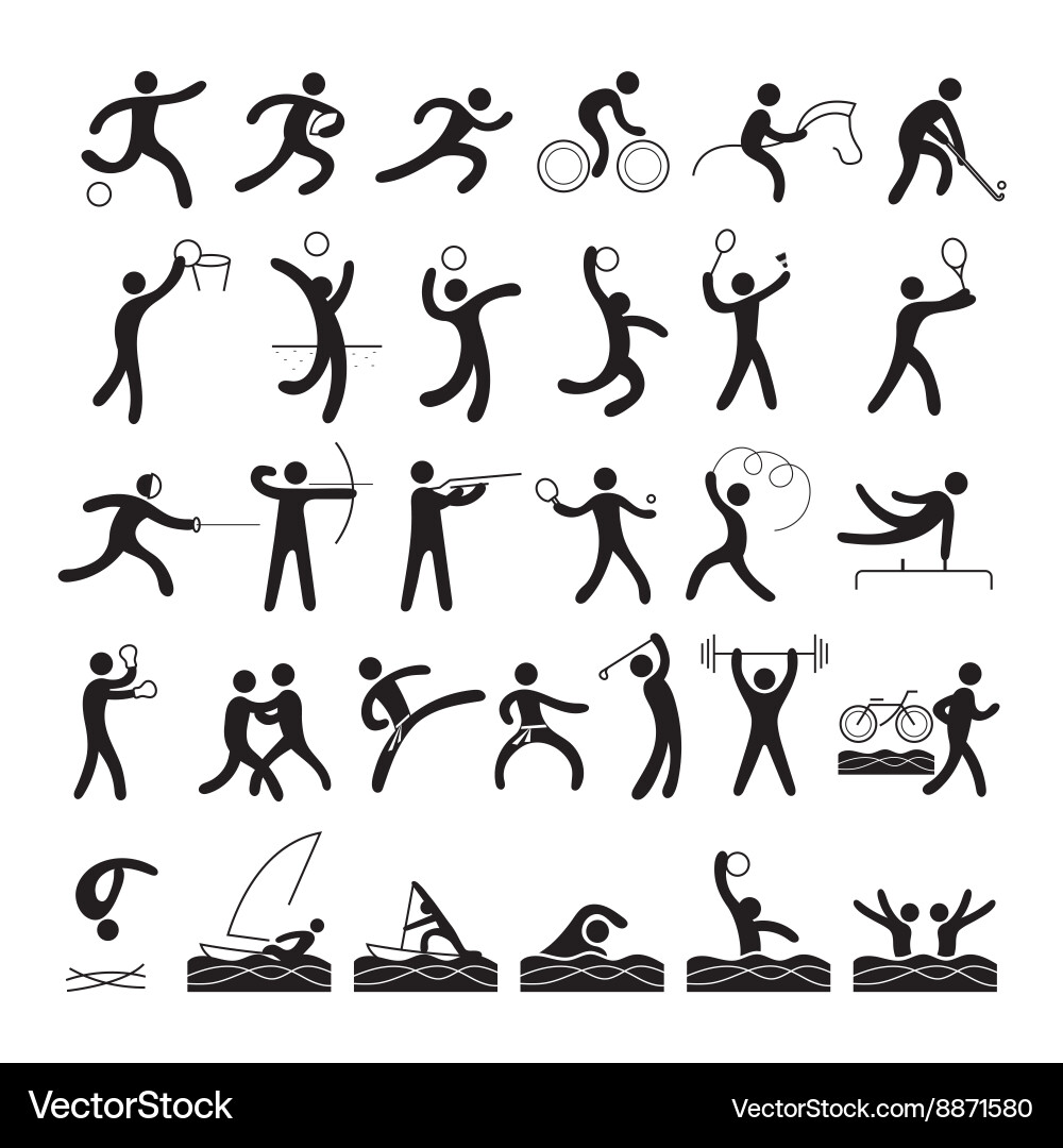 Sports Action Symbol Collection Royalty Free Vector Image