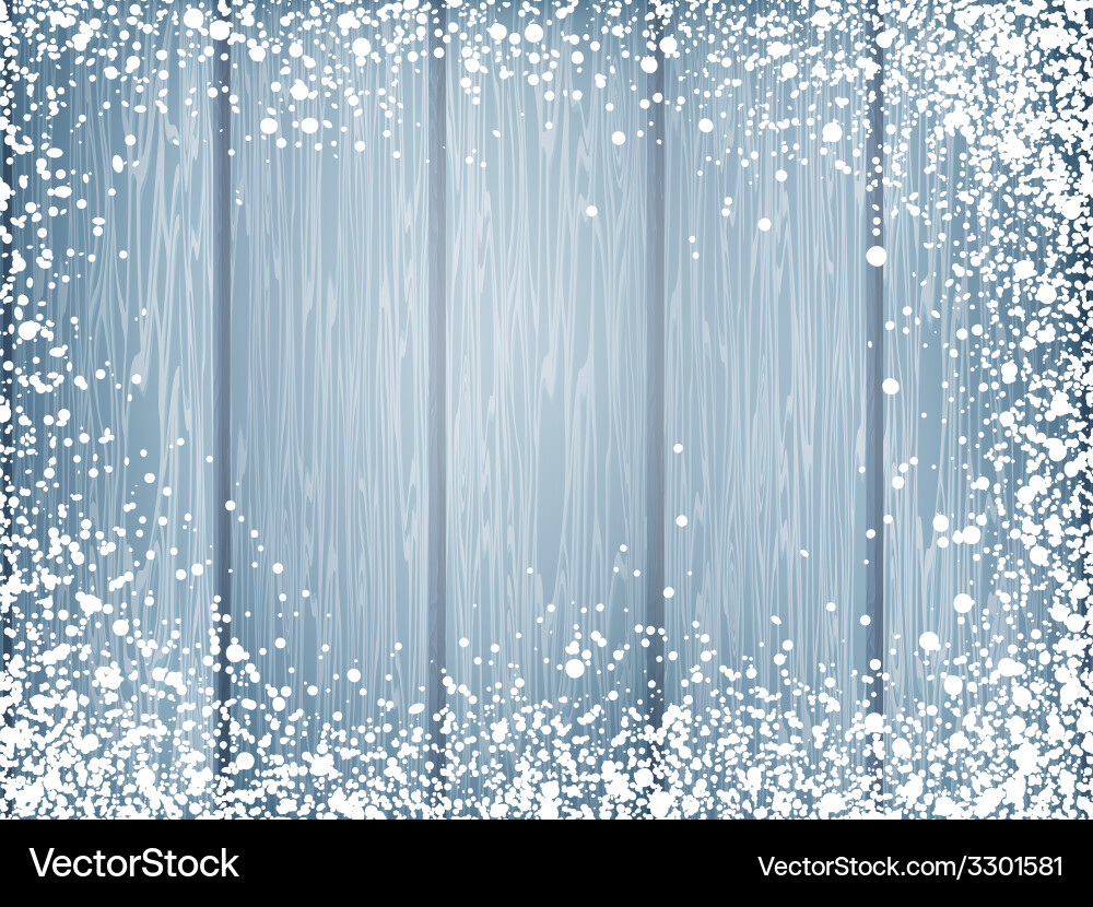 Blue wood texture with white snow eps 10 Vector Image