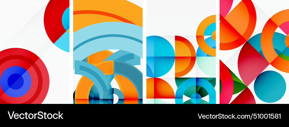 Colorful circle and triangle collage on white Vector Image