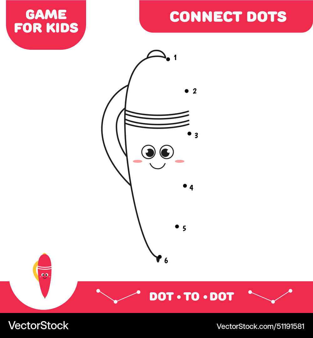 Connect dots for kids dot to educational game Vector Image