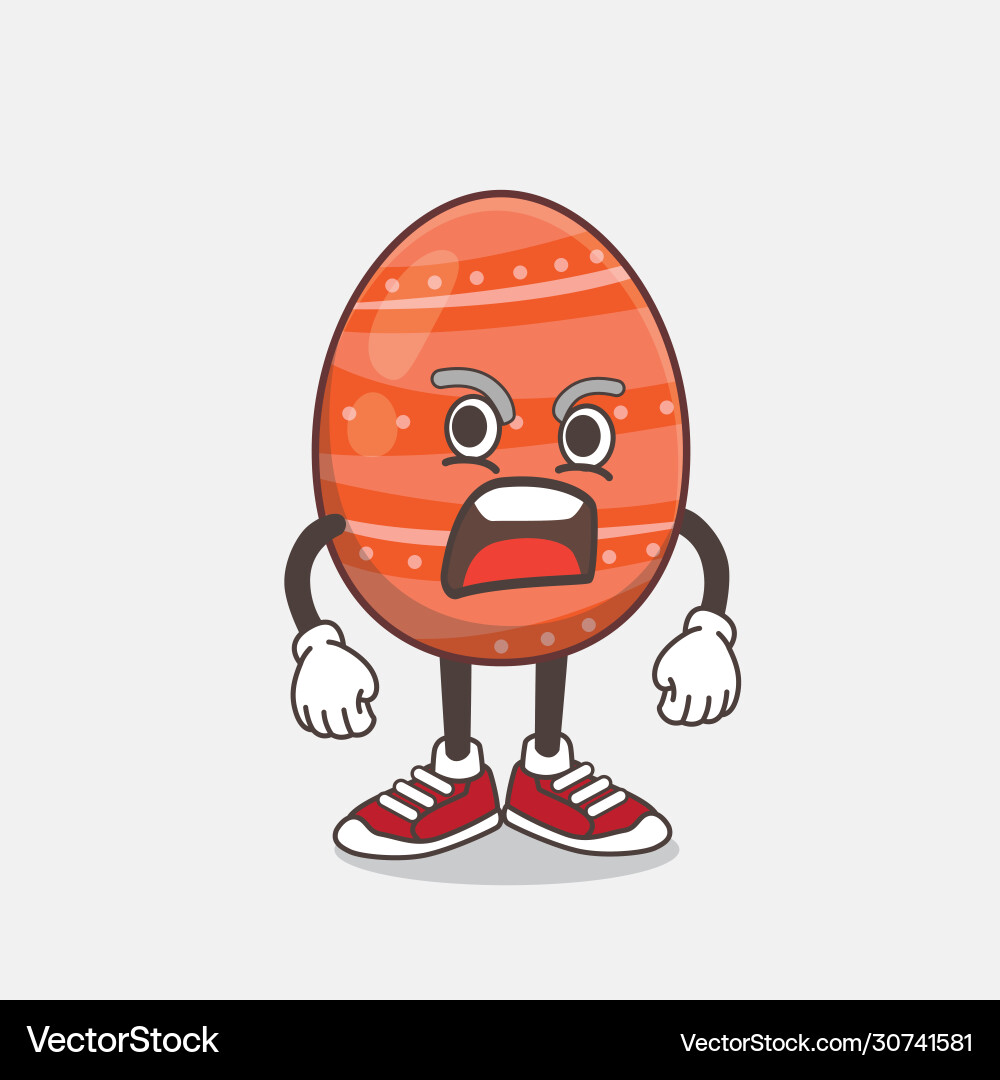 Easter egg cartoon mascot character with angry Vector Image