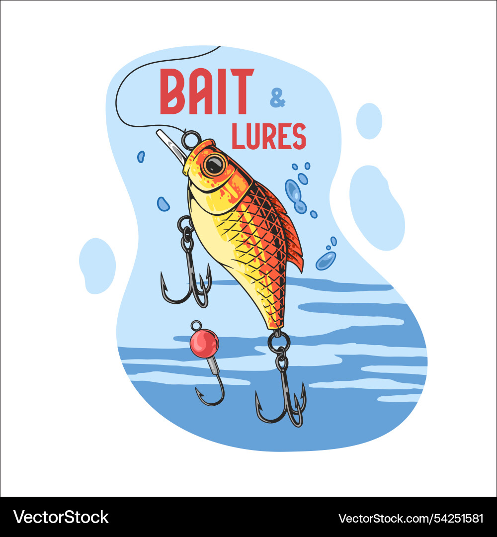 Fishing tackle design bait and lures Royalty Free Vector