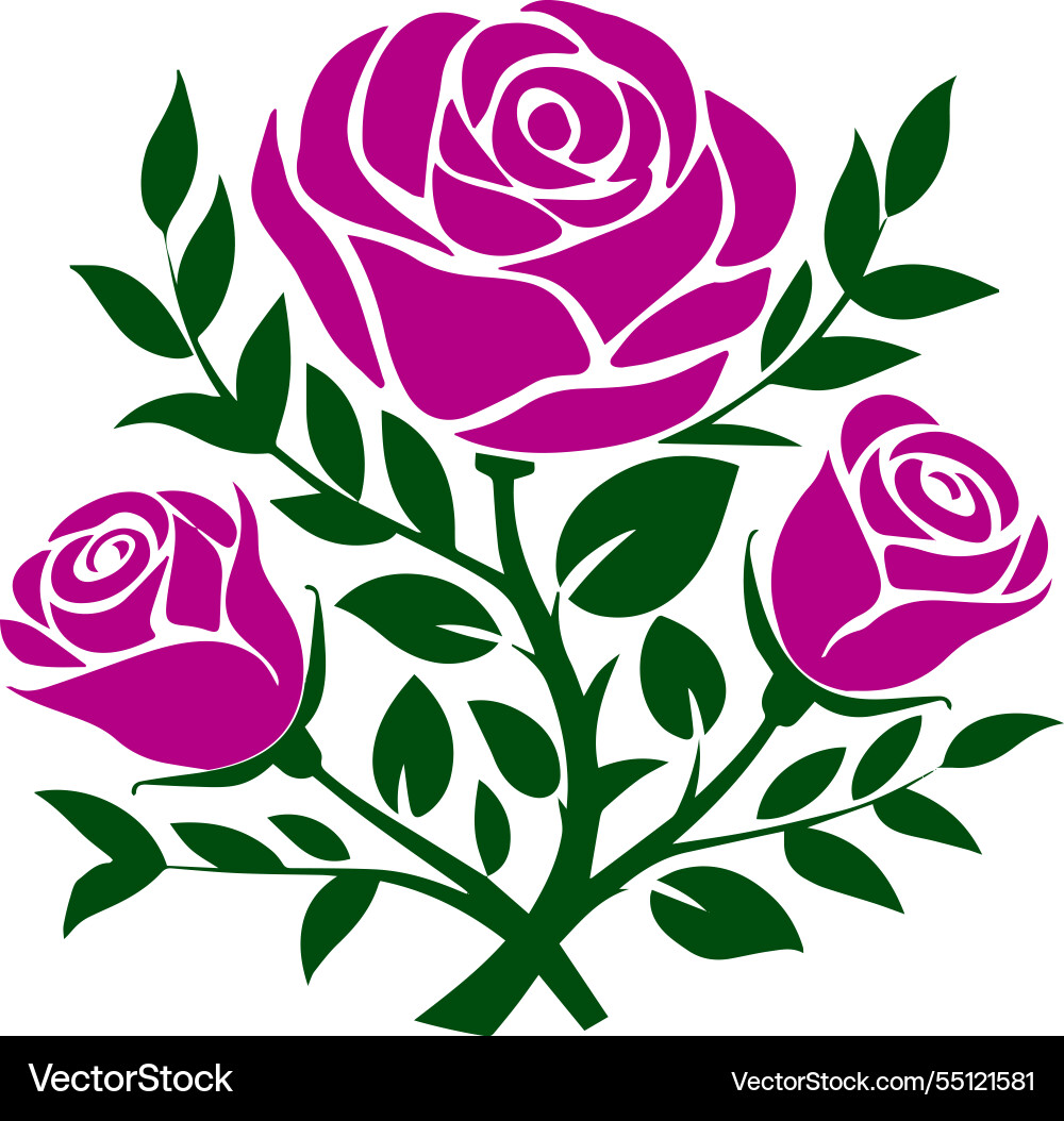 Flat color rose image Royalty Free Vector Image