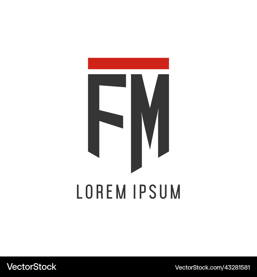 Fm initial esport logo with simple shield design Vector Image