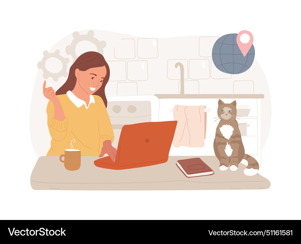 Work home office isolated concept Royalty Free Vector Image