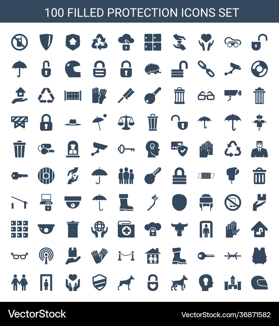 100 protection icons Royalty Free Vector Image