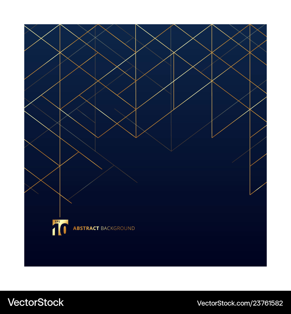Abstract dimension lines gold color on dark blue Vector Image
