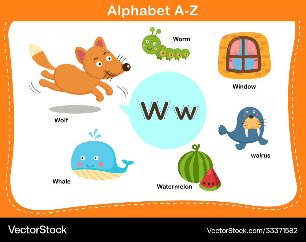 Alphabet letter w Royalty Free Vector Image - VectorStock