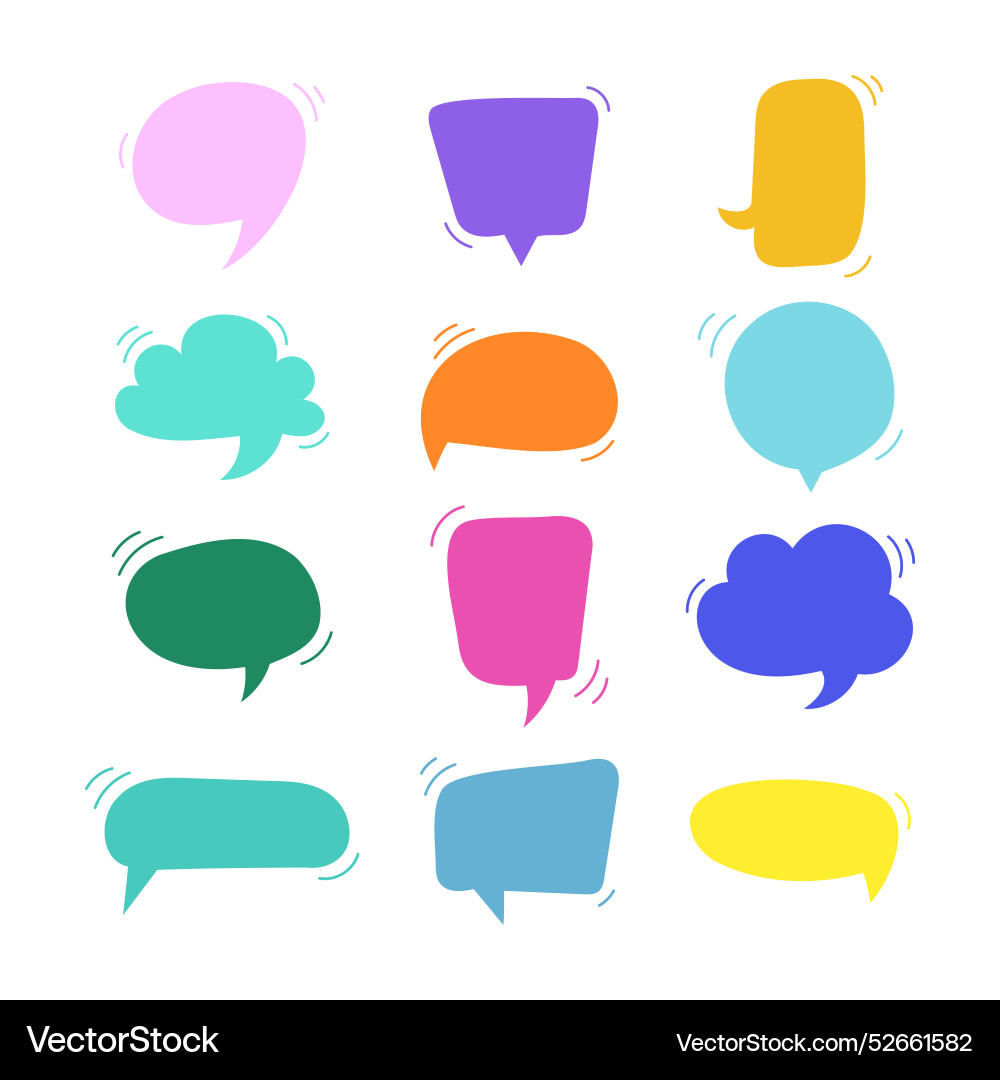 Bubble talk set flat speech communication Vector Image