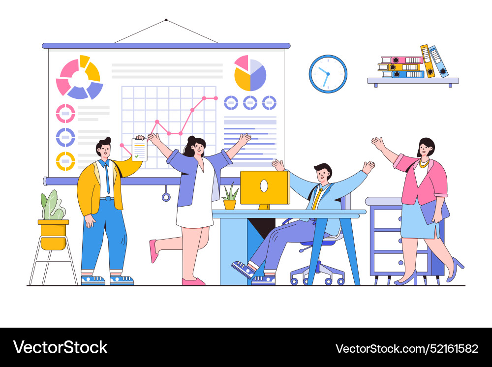 Businesspeople celebrate project development Vector Image