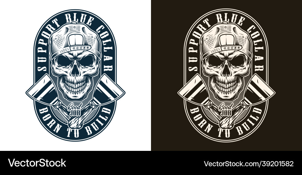 Construction worker vintage badge Royalty Free Vector Image