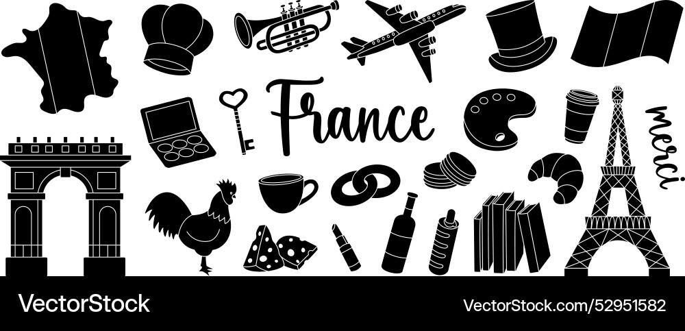 France national elements travel Royalty Free Vector Image
