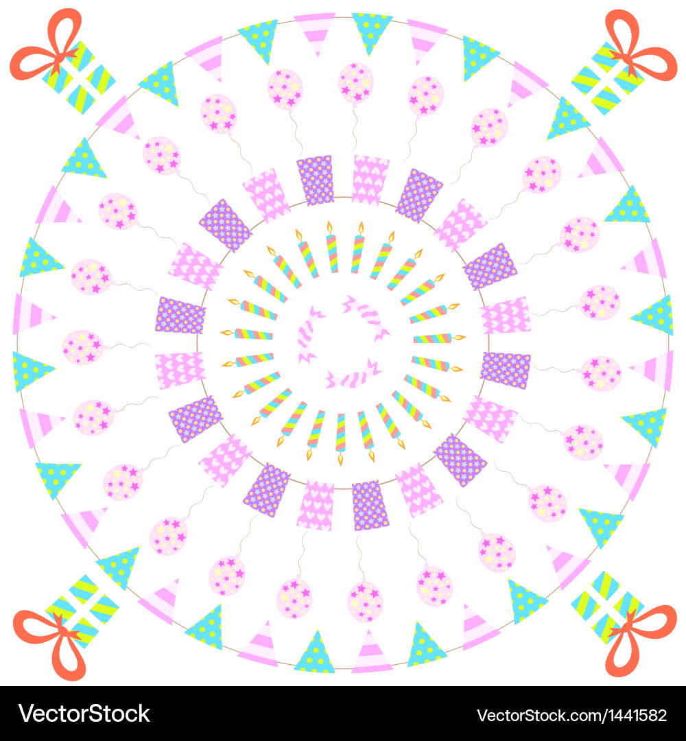 Funny happy birthday round background Royalty Free Vector