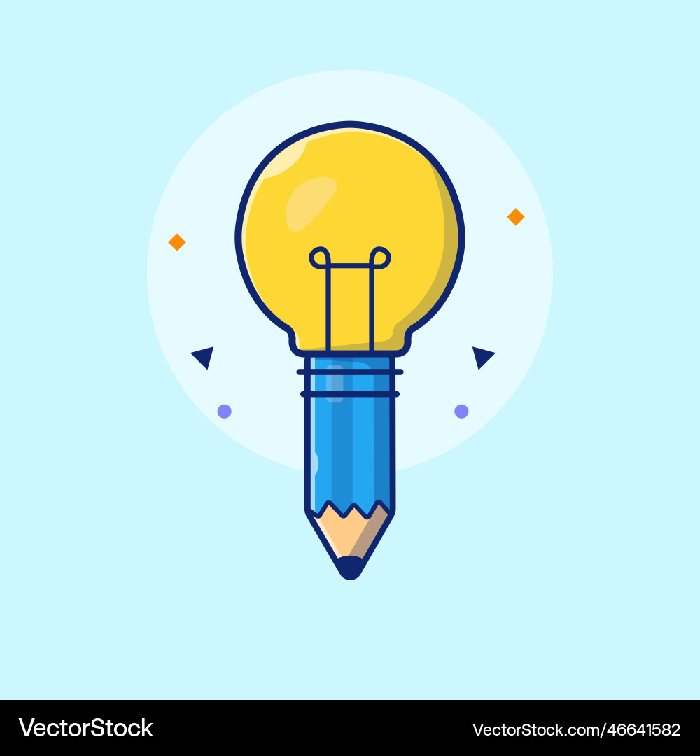 Lamp with pencil cartoon Royalty Free Vector Image