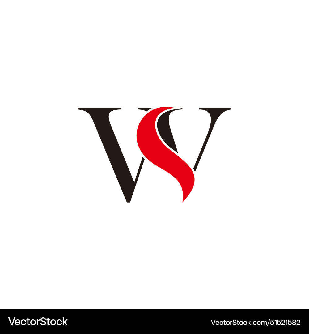 Letter ws curves elegant simple logo Royalty Free Vector