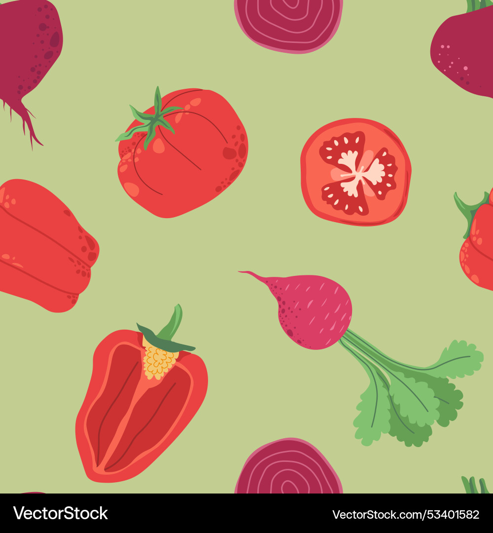 Red vegetable food seamless pattern Royalty Free Vector