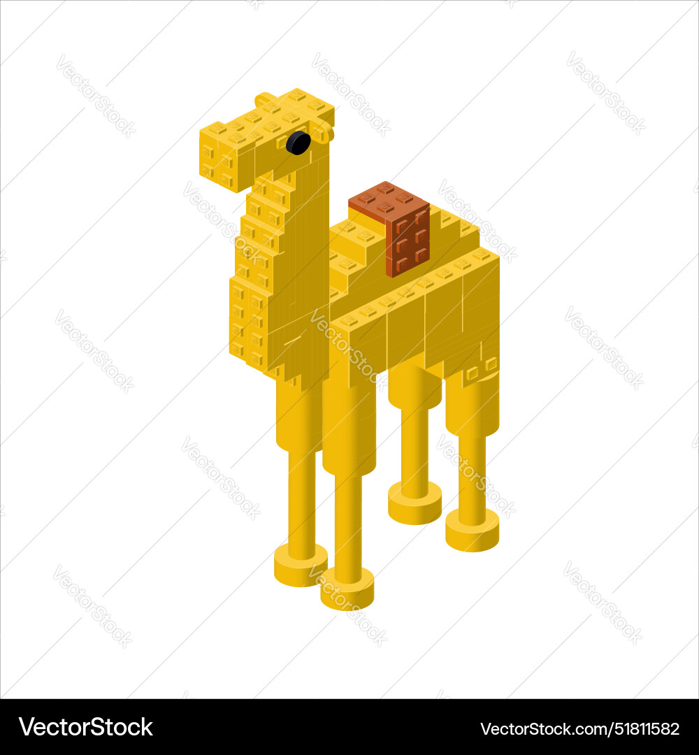 Yellow camel in isometry Royalty Free Vector Image