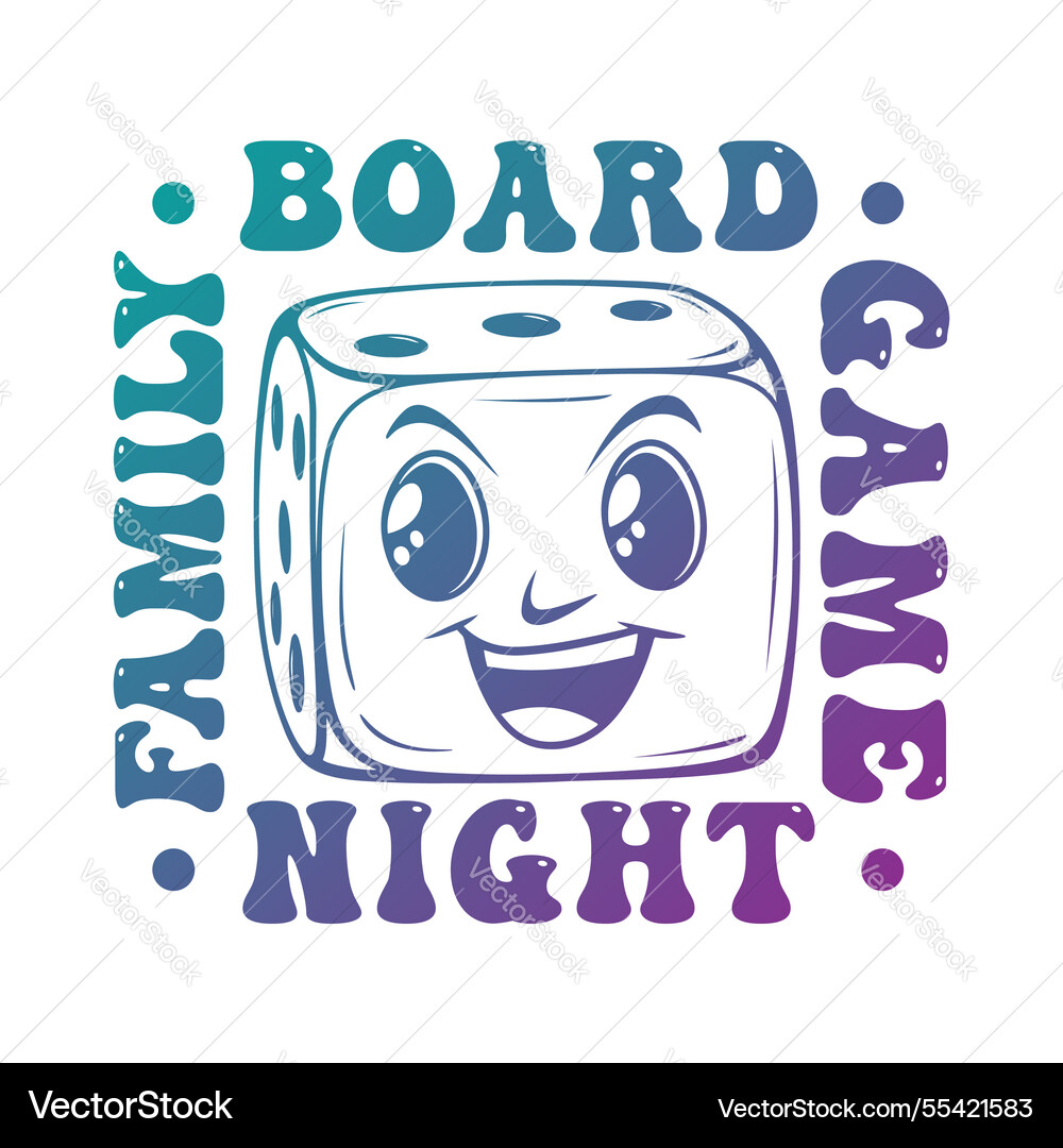 Board game night clip art design Royalty Free Vector Image