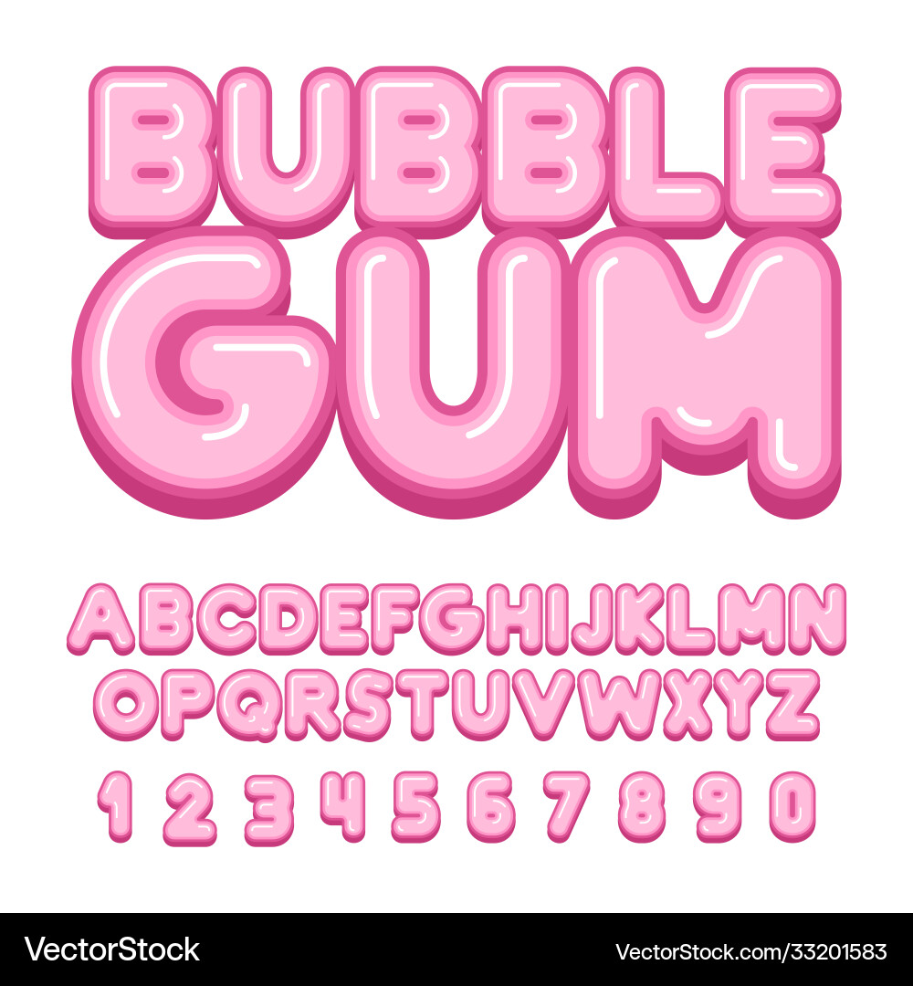 Bubble gum font Royalty Free Vector Image - VectorStock