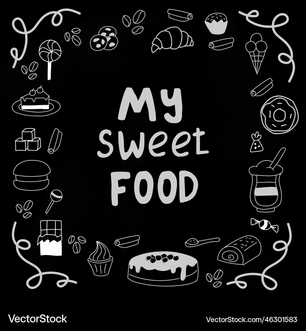 Cafeteria card bakery chalk menu doodle Royalty Free Vector