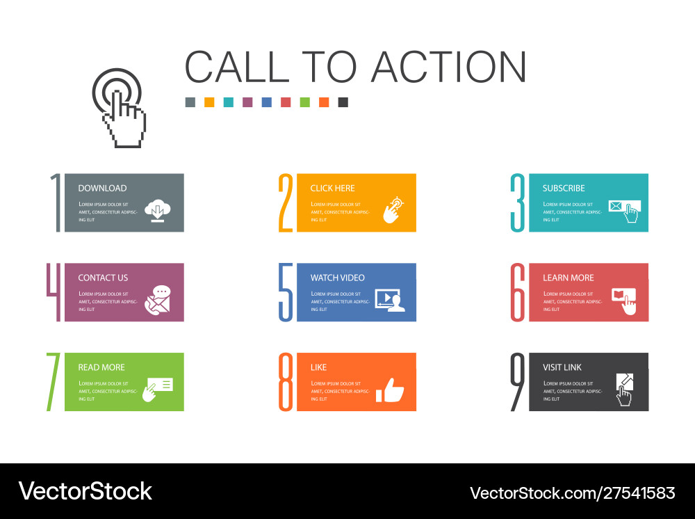 Call to Action Line Icons Royalty Free Vector Image