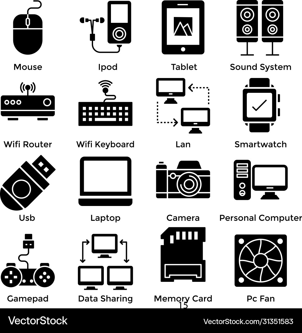 Hardware devices icons pack Royalty Free Vector Image