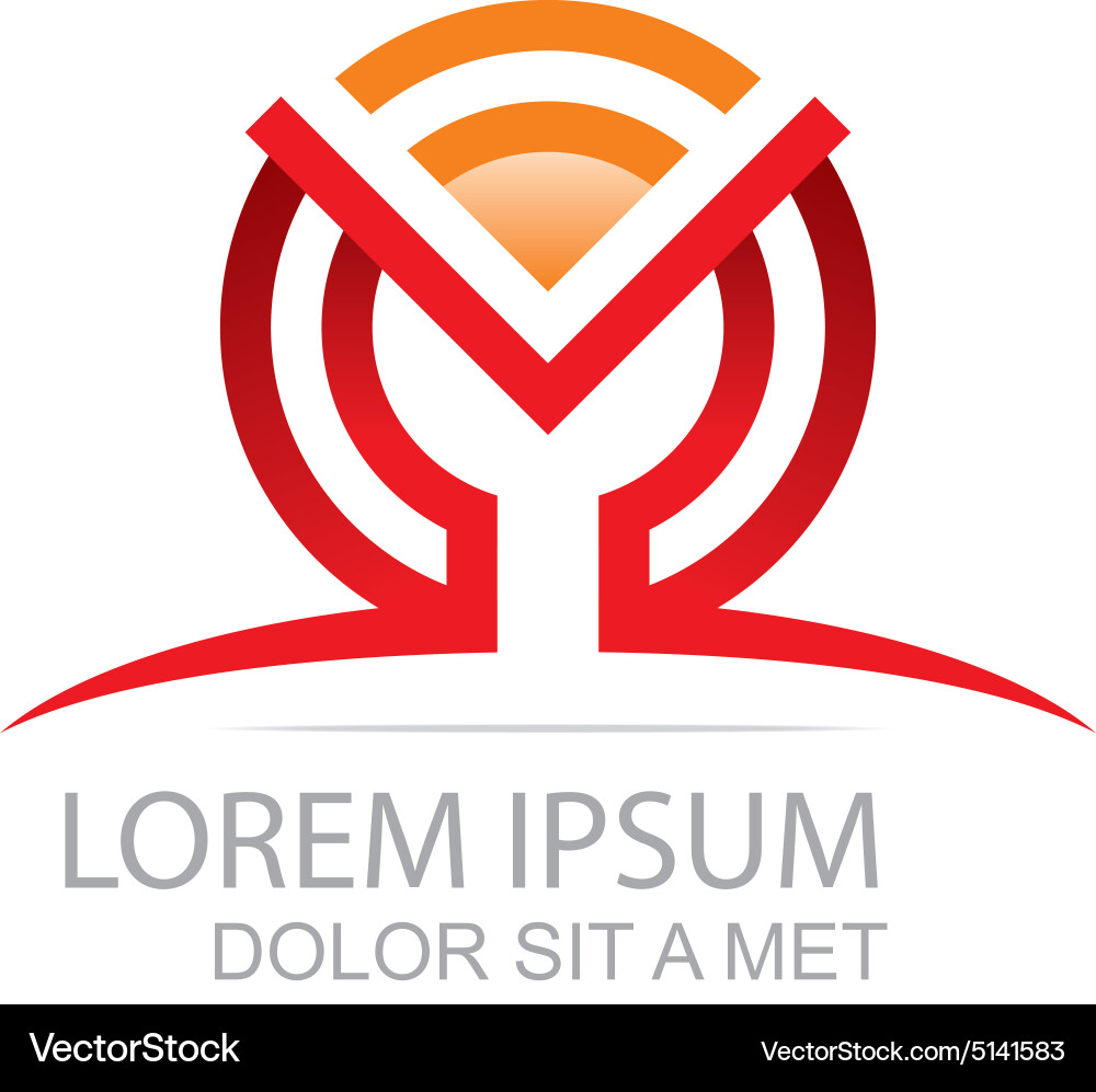 Letter m circle symbol design icon Royalty Free Vector Image