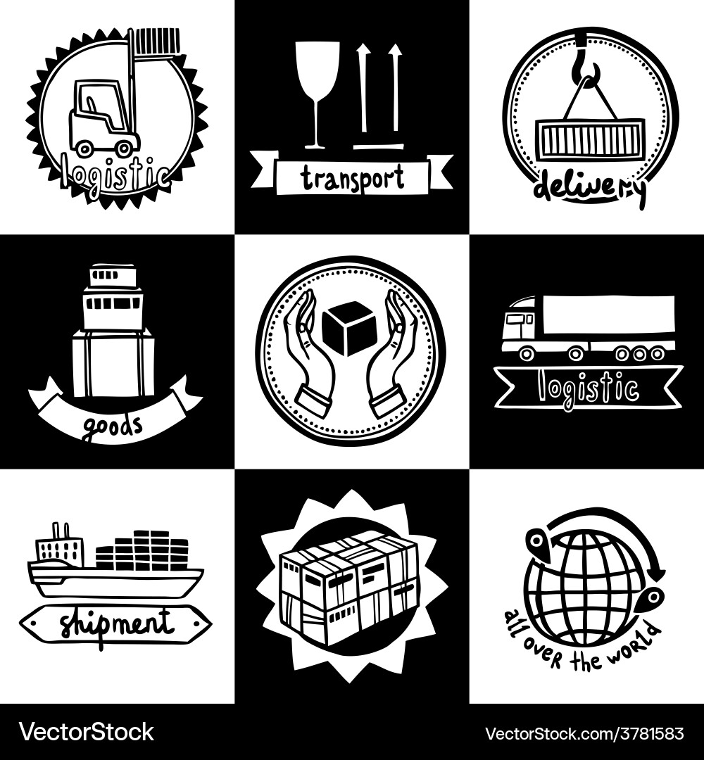 Logistic emblems set Royalty Free Vector Image