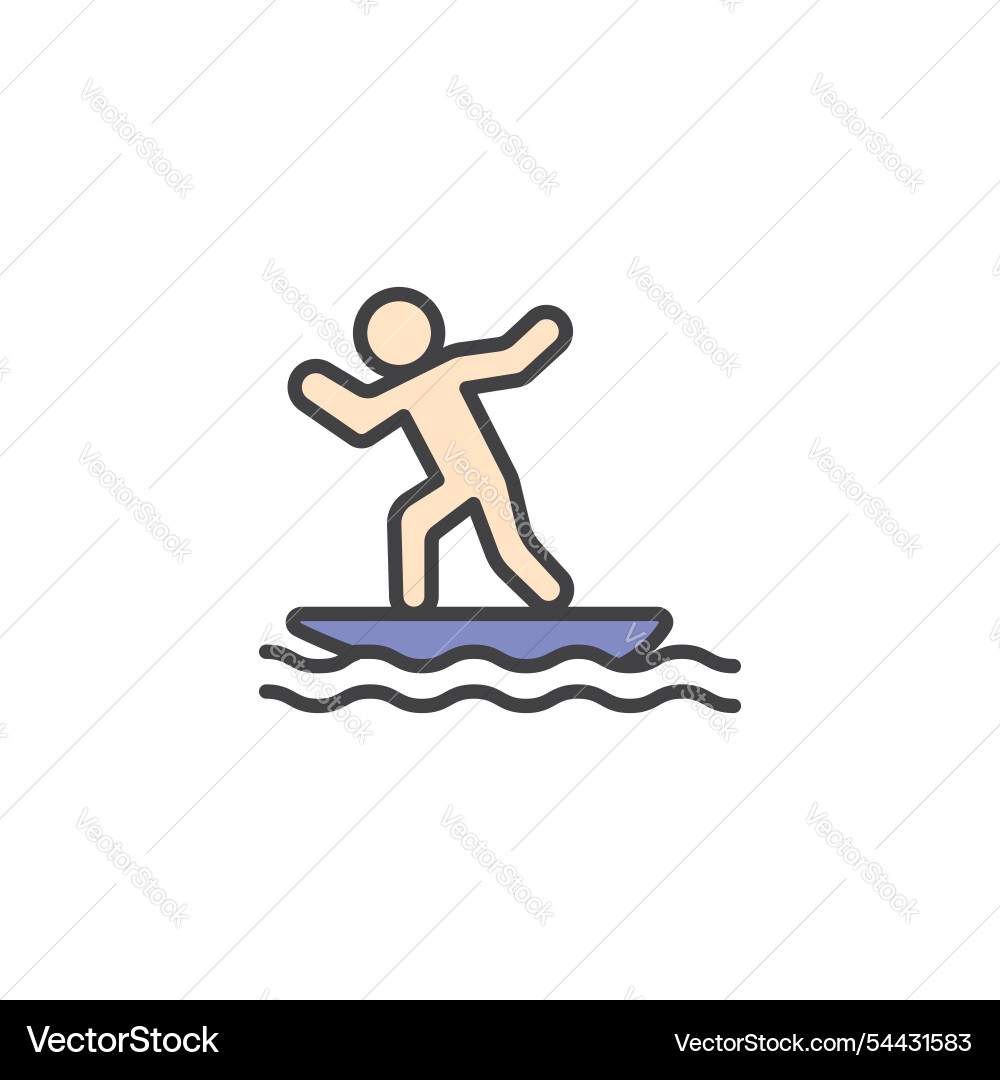 Surfer icon in colored version Royalty Free Vector Image