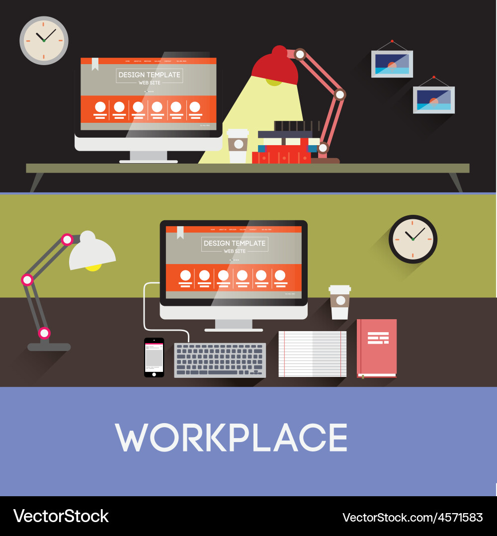 Workplace design Royalty Free Vector Image - VectorStock