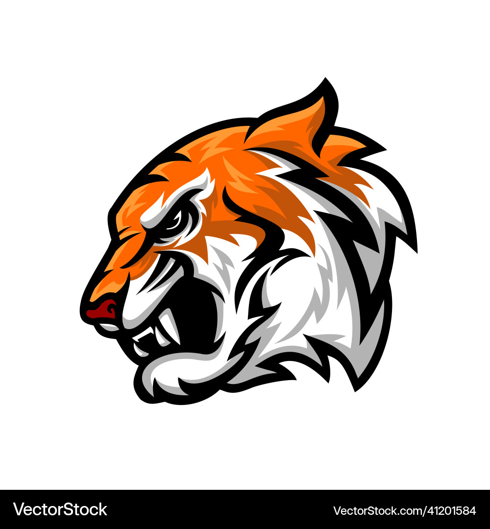 Aggressive Tiger Head Logo Royalty Free Vector Image