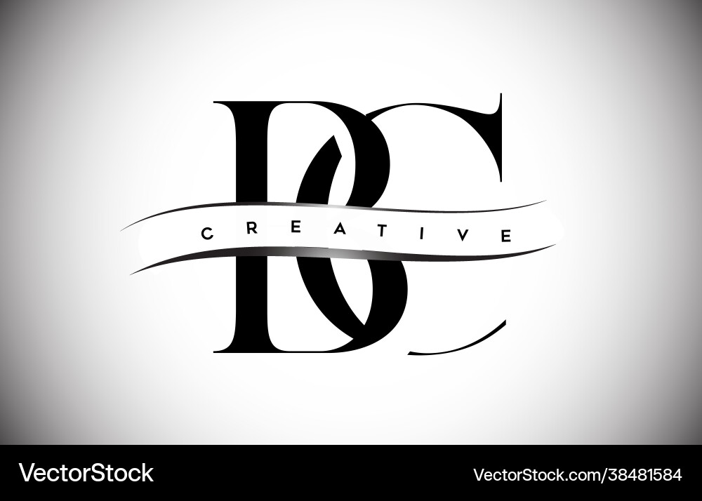 Bc letter logo with serif and creative cut Vector Image
