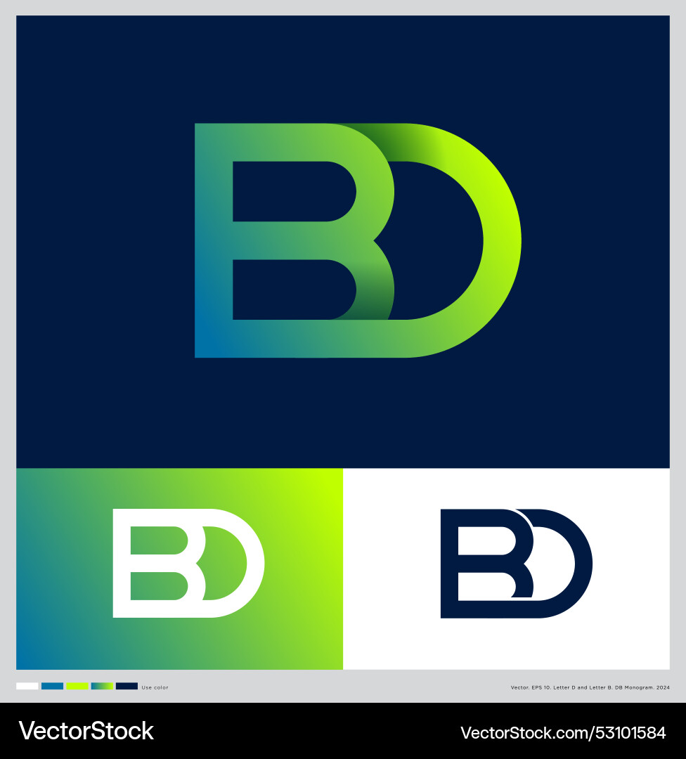 Bd monogram connected letters Royalty Free Vector Image