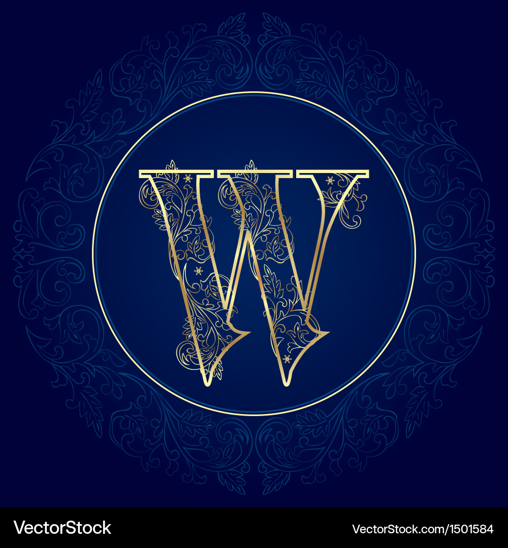 Elegant Floral W Monogram Royalty Free Vector Image