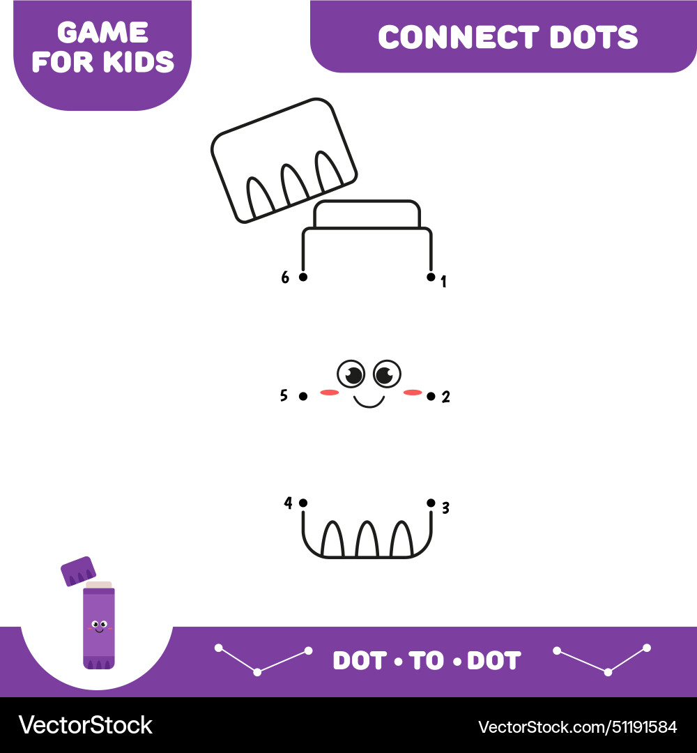 Glue stick character connect dots for kids dot Vector Image