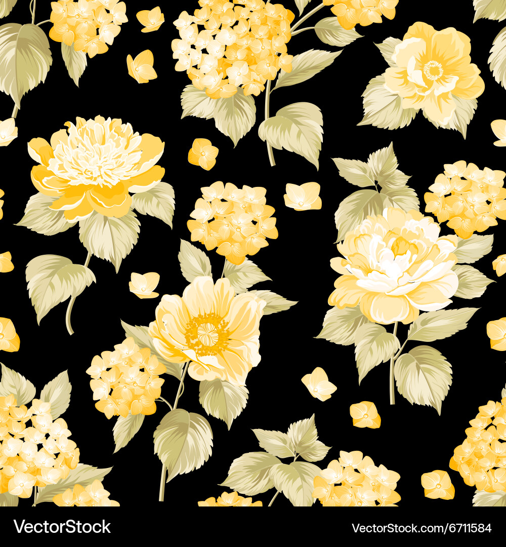 Seamless yellow flower pattern Royalty Free Vector Image