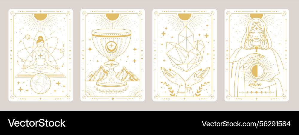 Set of modern magic witchcraft cards Royalty Free Vector