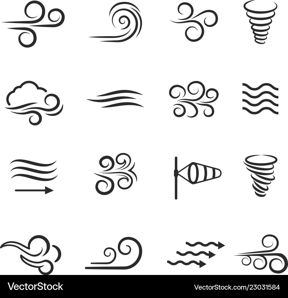 Wind weather and environment nature icon set Vector Image