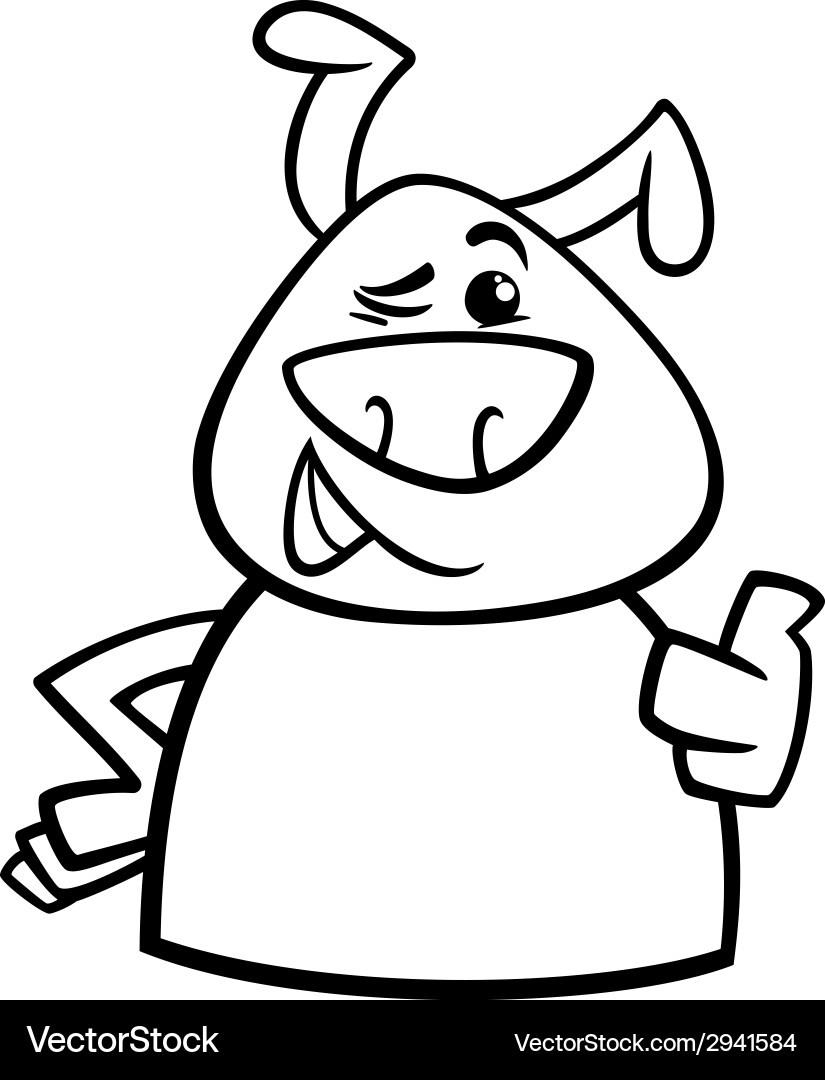 Winking dog cartoon coloring page Royalty Free Vector Image