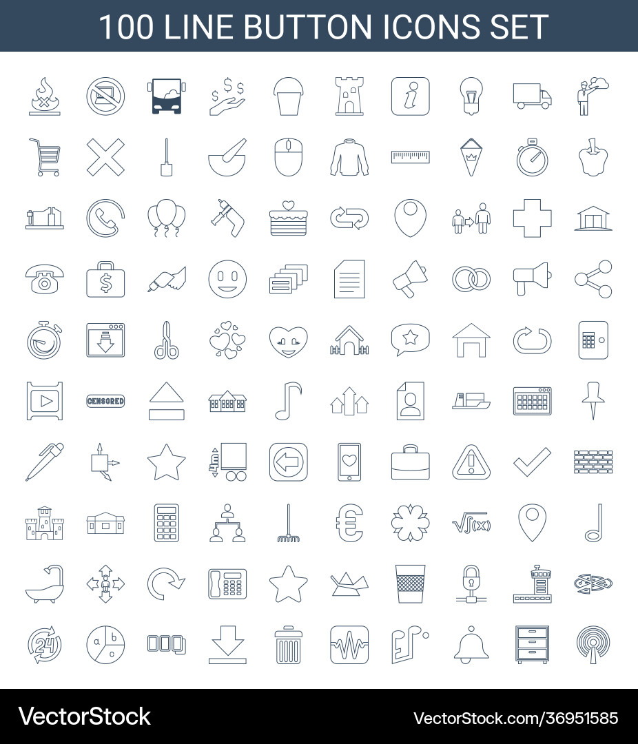 100 Tastensymbole Lizenzfreies Vektorbild - VectorStock