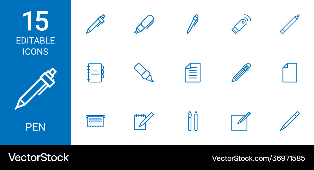 15 pen icons (36971585) – Free Vector | VectorStock