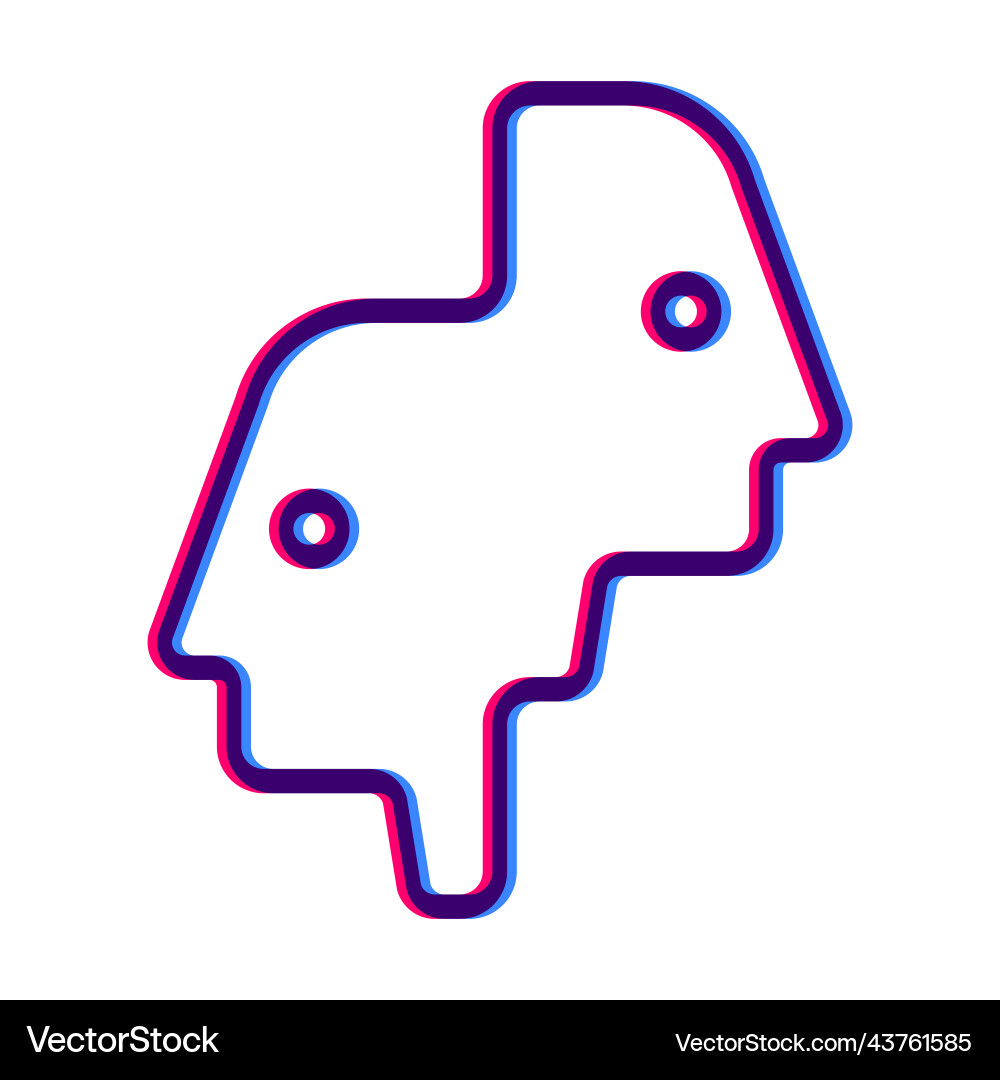 Blue and pink 3d two head icon in beautiful style Vector Image